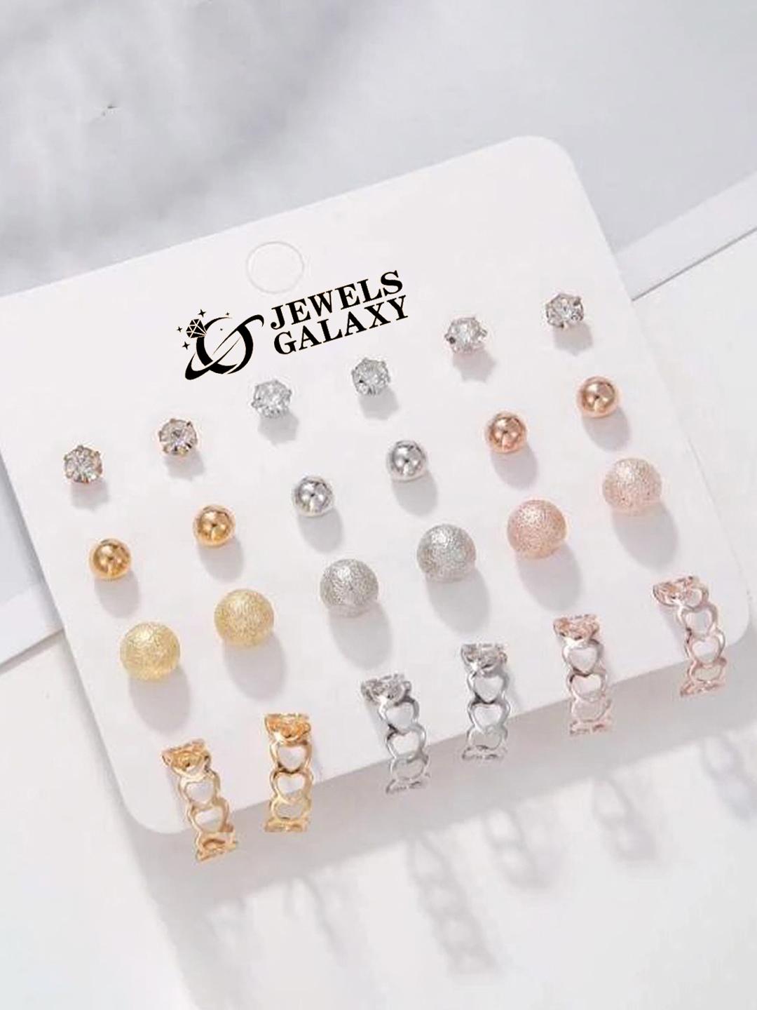 Buy Jewels Galaxy Set Of 12 Gold Plated Crystals Studded Contemporary ...