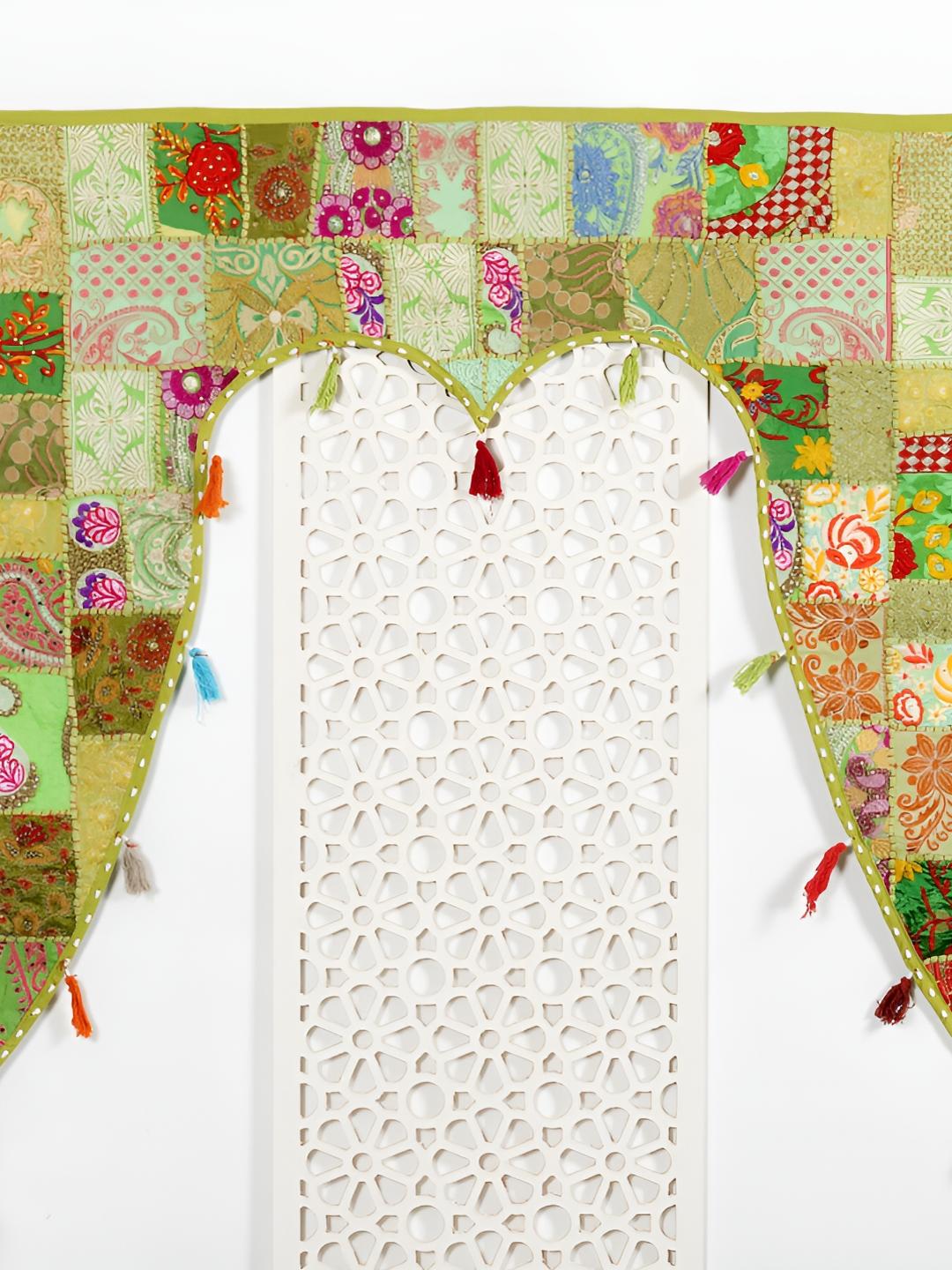 Buy HANDICRAFT PALACE Green & Red Patchwork Embroidered Hanging Toran ...