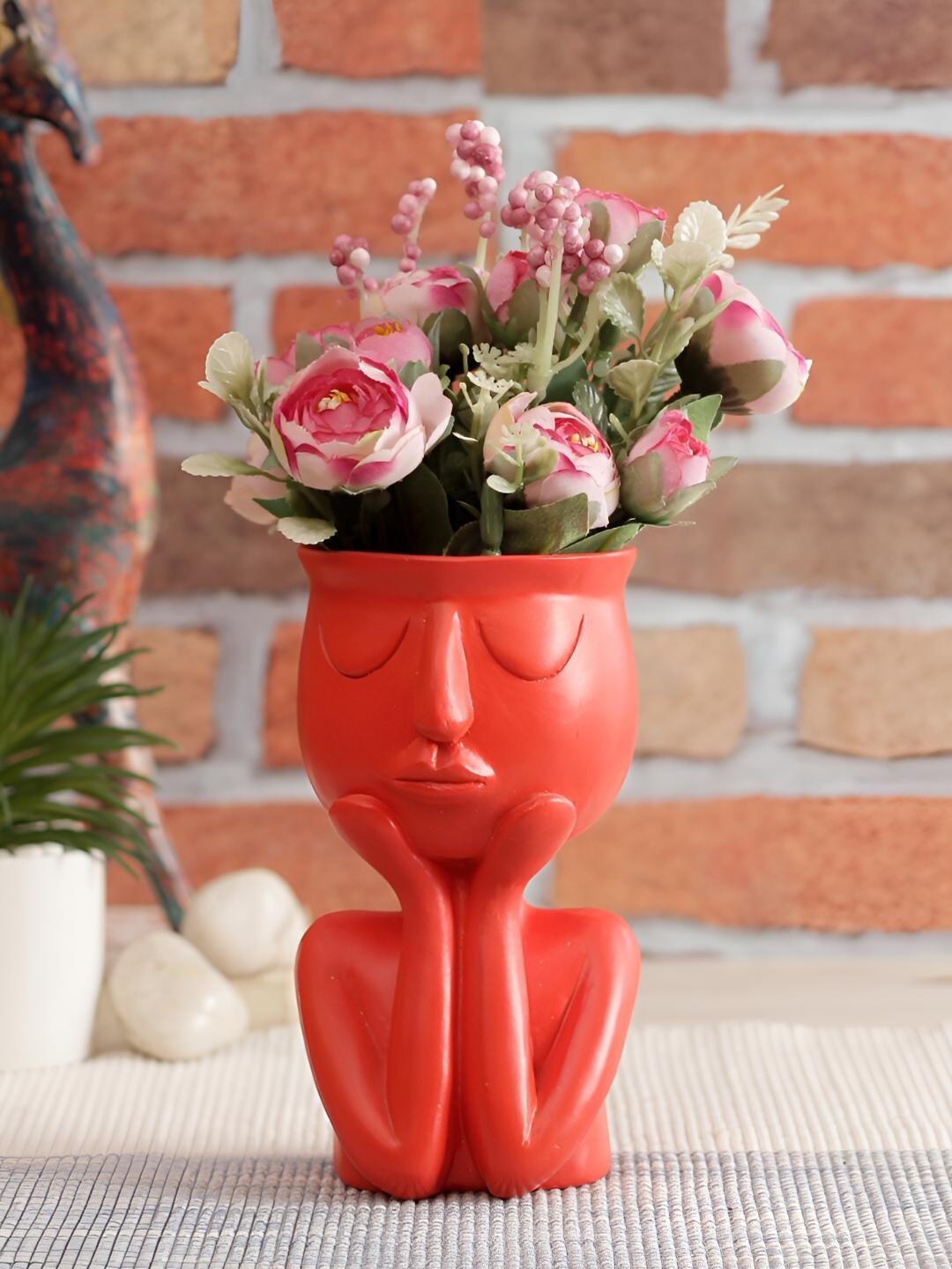 Buy Aura Red Human Figurine Ceramic Flower Vase - Vases for Unisex ...