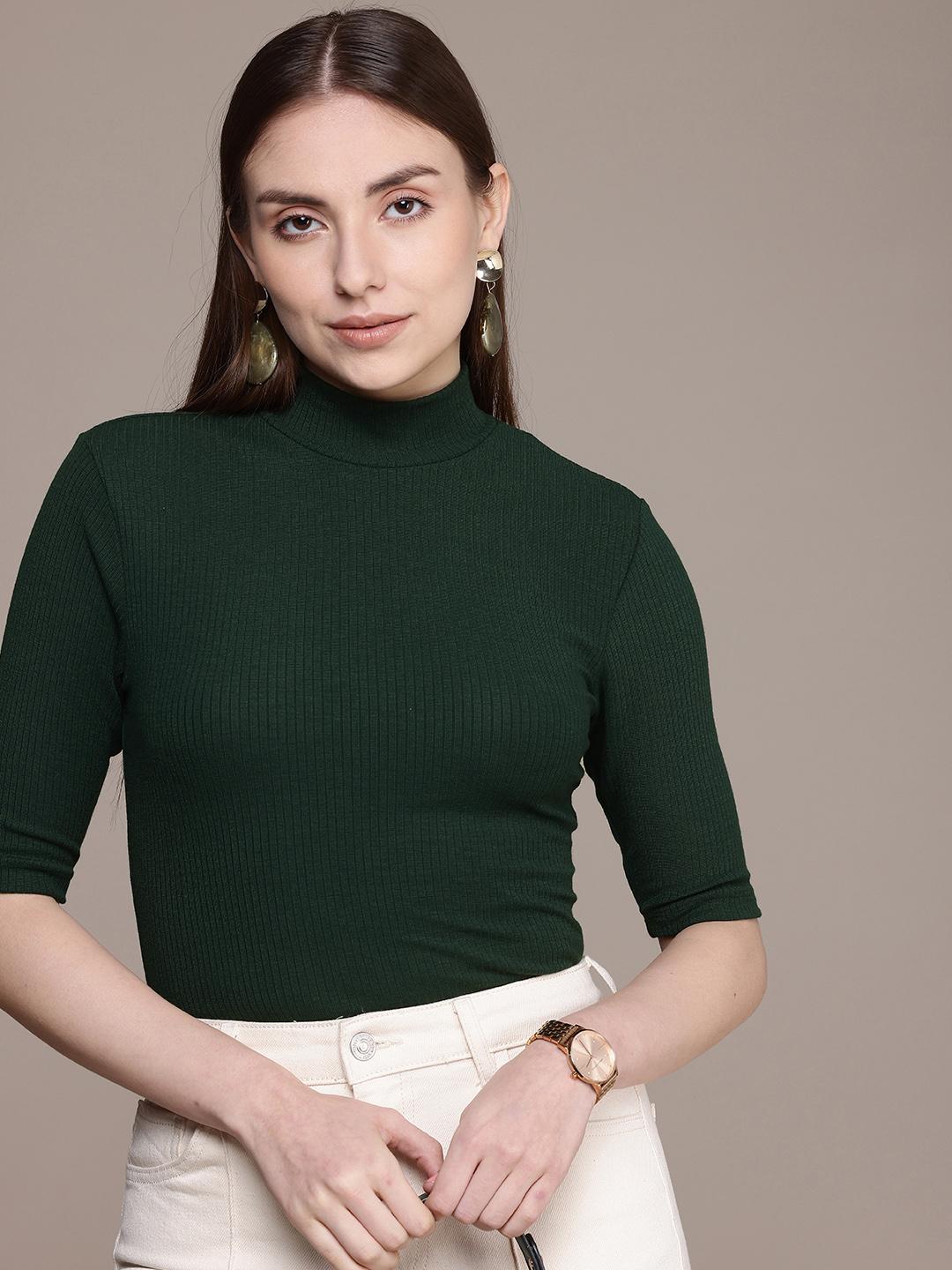 Buy French Connection High Neck Ribbed Fitted Top - Tops for Women ...