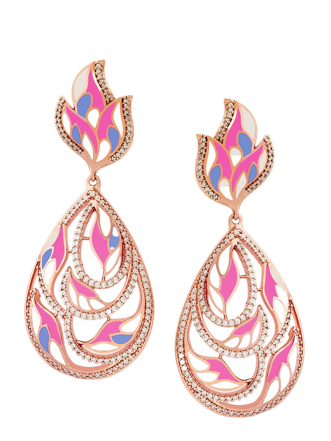 Buy Kushal's Fashion Jewellery Rose Gold Plated Contemporary Cubic ...