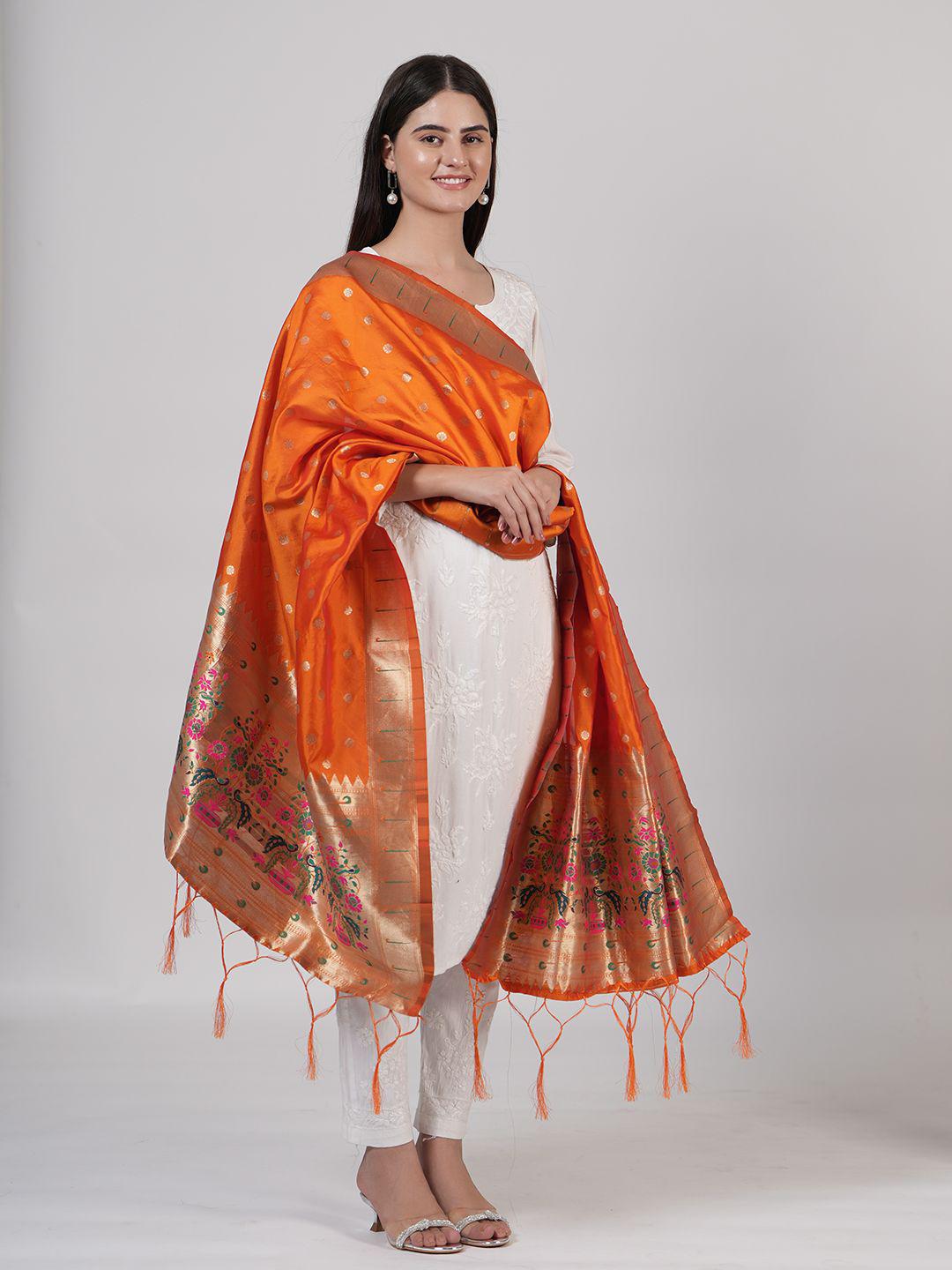 Buy MUFFLY Ethnic Motifs Woven Design Silk Dupatta - Dupatta for Women ...