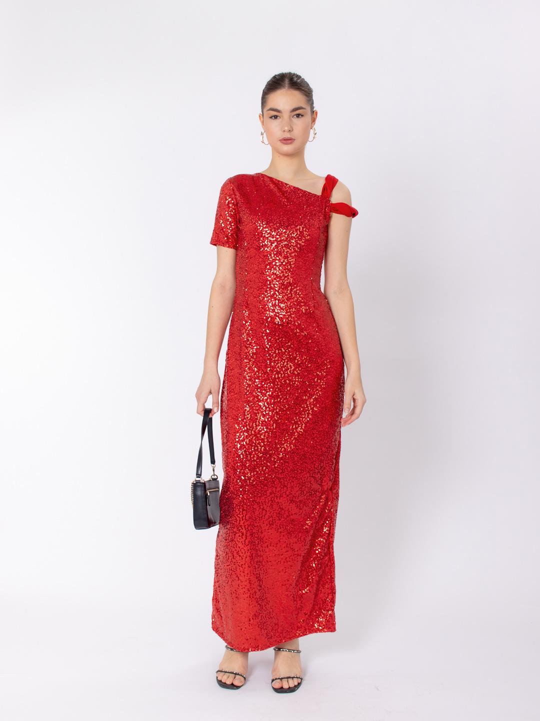 Buy Stylecast X Hersheinbox Red Sequined Party Maxi Dress - Dresses for ...