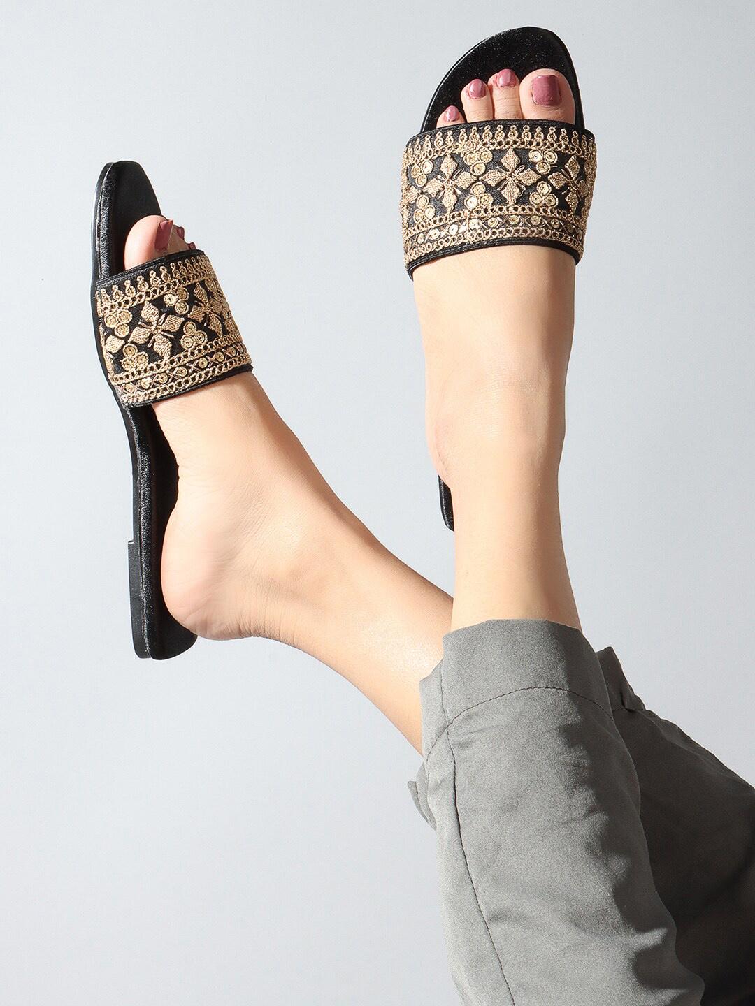 Buy Anouk Embellished Open Toe Flats - Flats for Women 29434554 | Myntra
