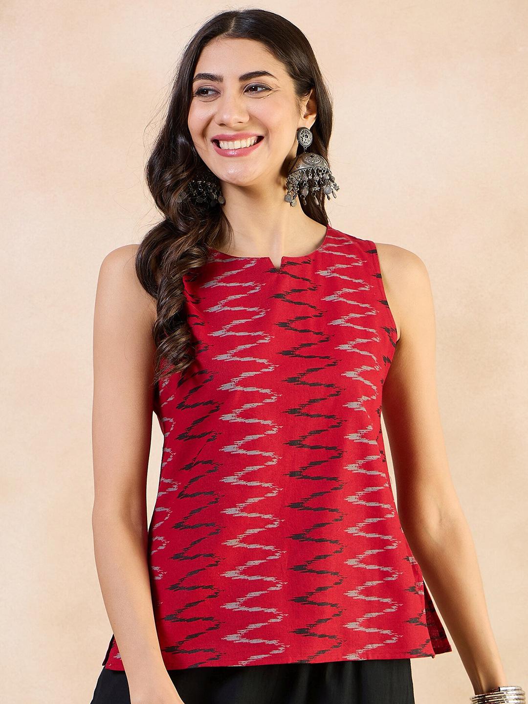 Buy Anouk X Fwd Geometric Print Cotton Styled Back Top - Tops for Women ...