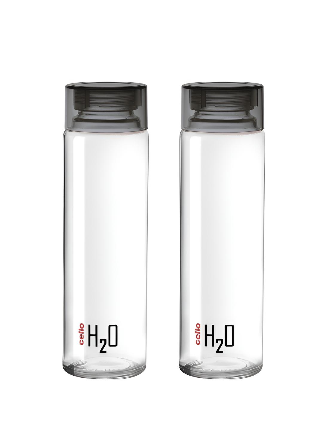Buy Cello H2O Black Solid Glass Spill Proof 2 Piece Water Bottle 920ml ...