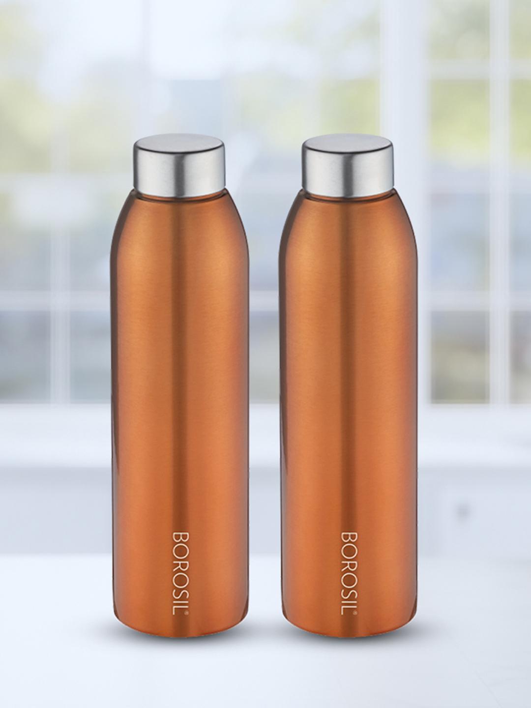 Buy BOROSIL Bronze Toned 2 Pcs Stainless Steel Water Bottles 750 ML ...