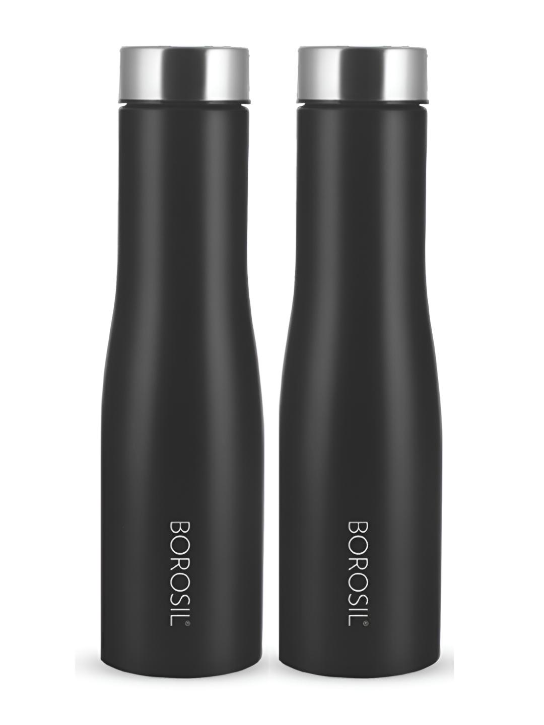 Buy BOROSIL Swan Black Stainless Steel Spill Proof 2 Piece Water Bottle ...