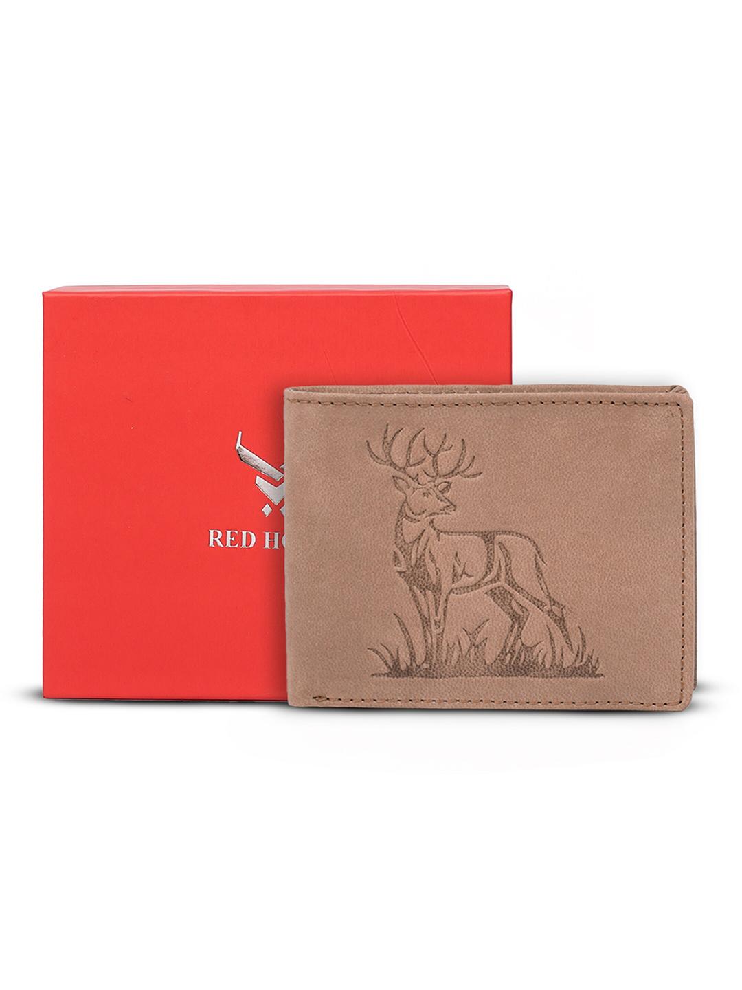 Buy REDHORNS Men Animal Printed Embossed Design RFID Leather Two Fold ...