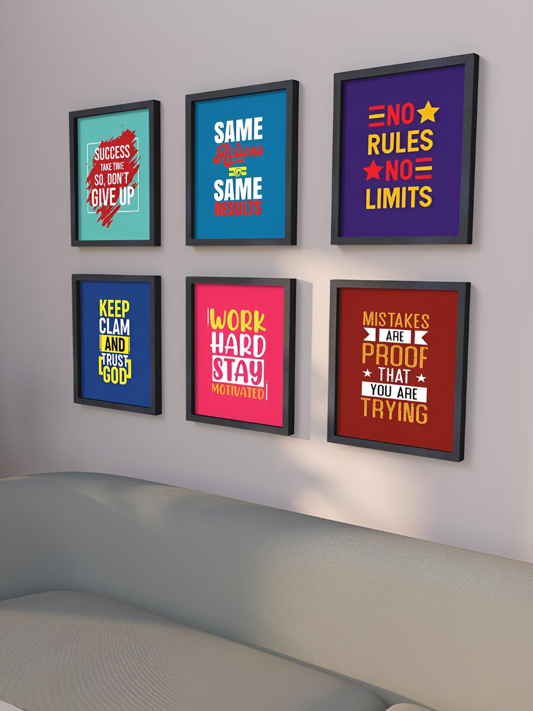 Buy Nest ART Blue & Red 6 Pieces Good Thought Wall Art - Wall Art for ...