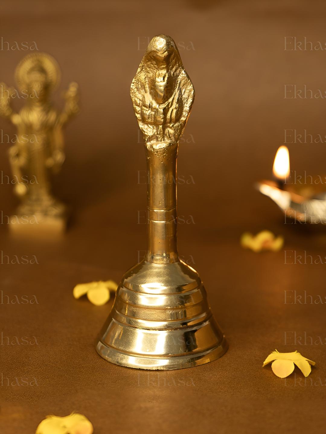 Buy Ekhasa Brass Gold Plated Navratri Pooja Bell - Pooja Essentials for ...