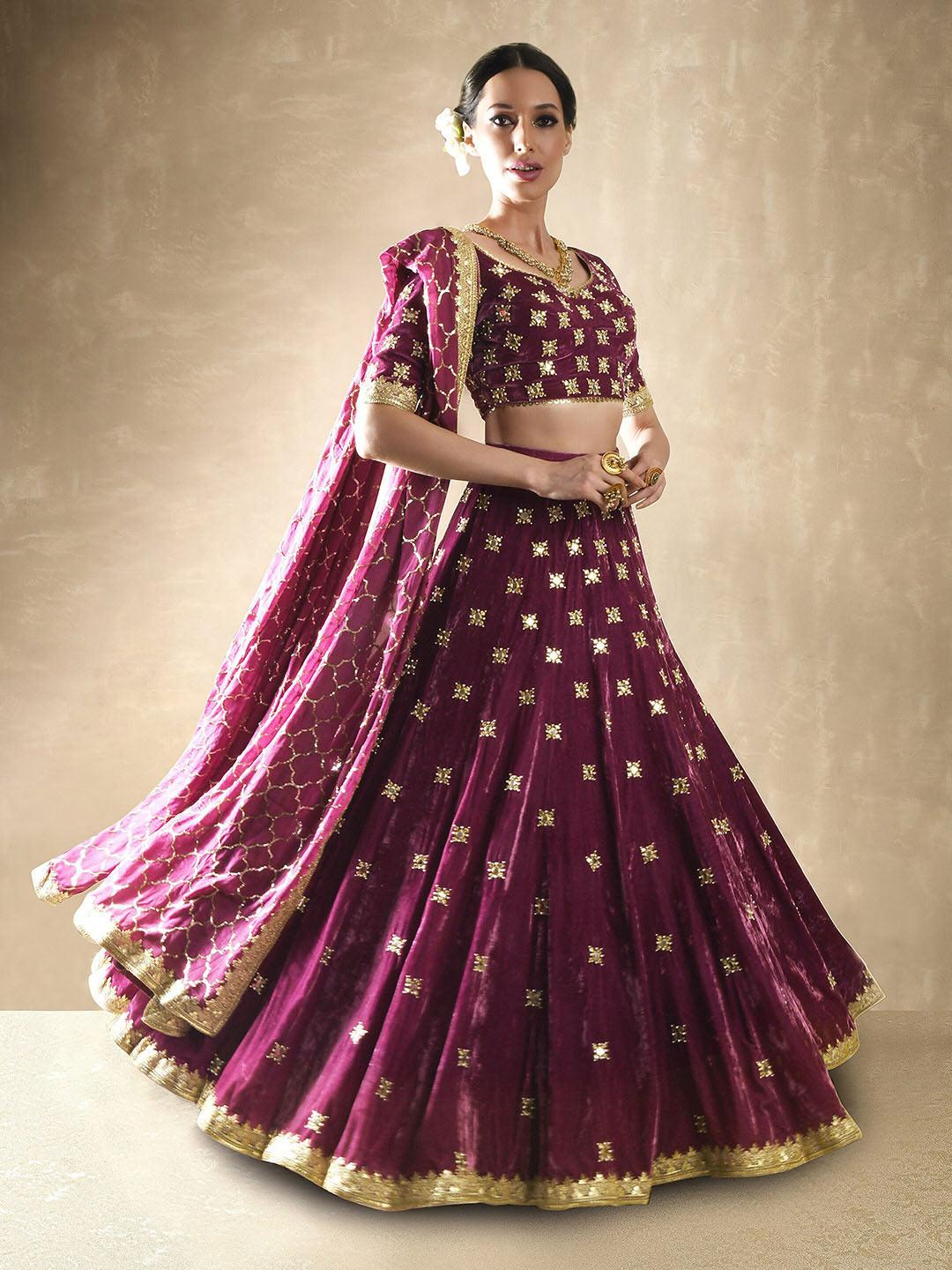 Buy Renee Label Embroidered Mirror Work Ready To Wear Lehenga & Blouse ...