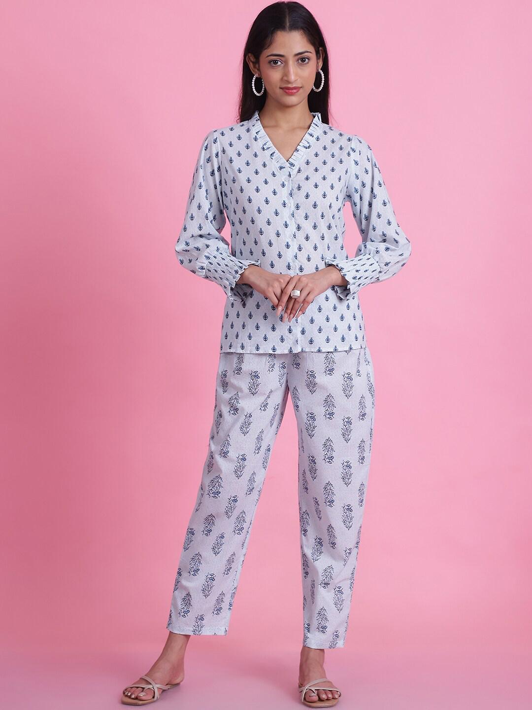Buy Prakrti Women Printed Cotton Top With Trousers Coords Set - Co Ords ...