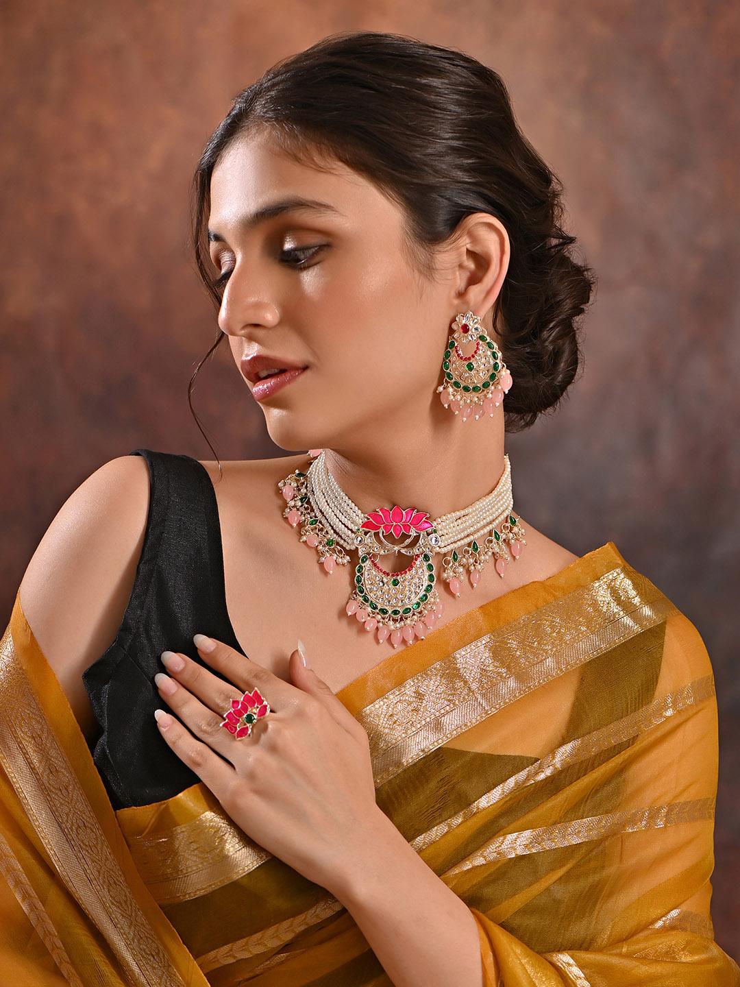 Buy Fida Gold Plated Artificial Stones And Beads Pearls Beaded ...