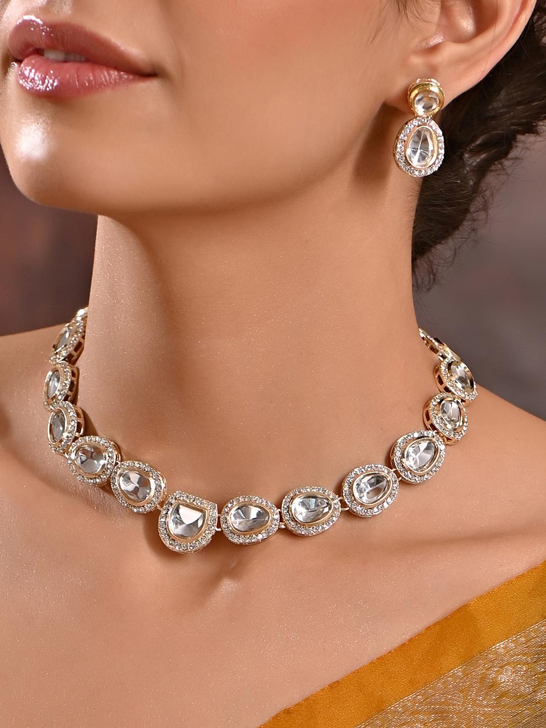 Buy Fida Silver Plated Stone Studded Choker Jewellery Set - Jewellery ...