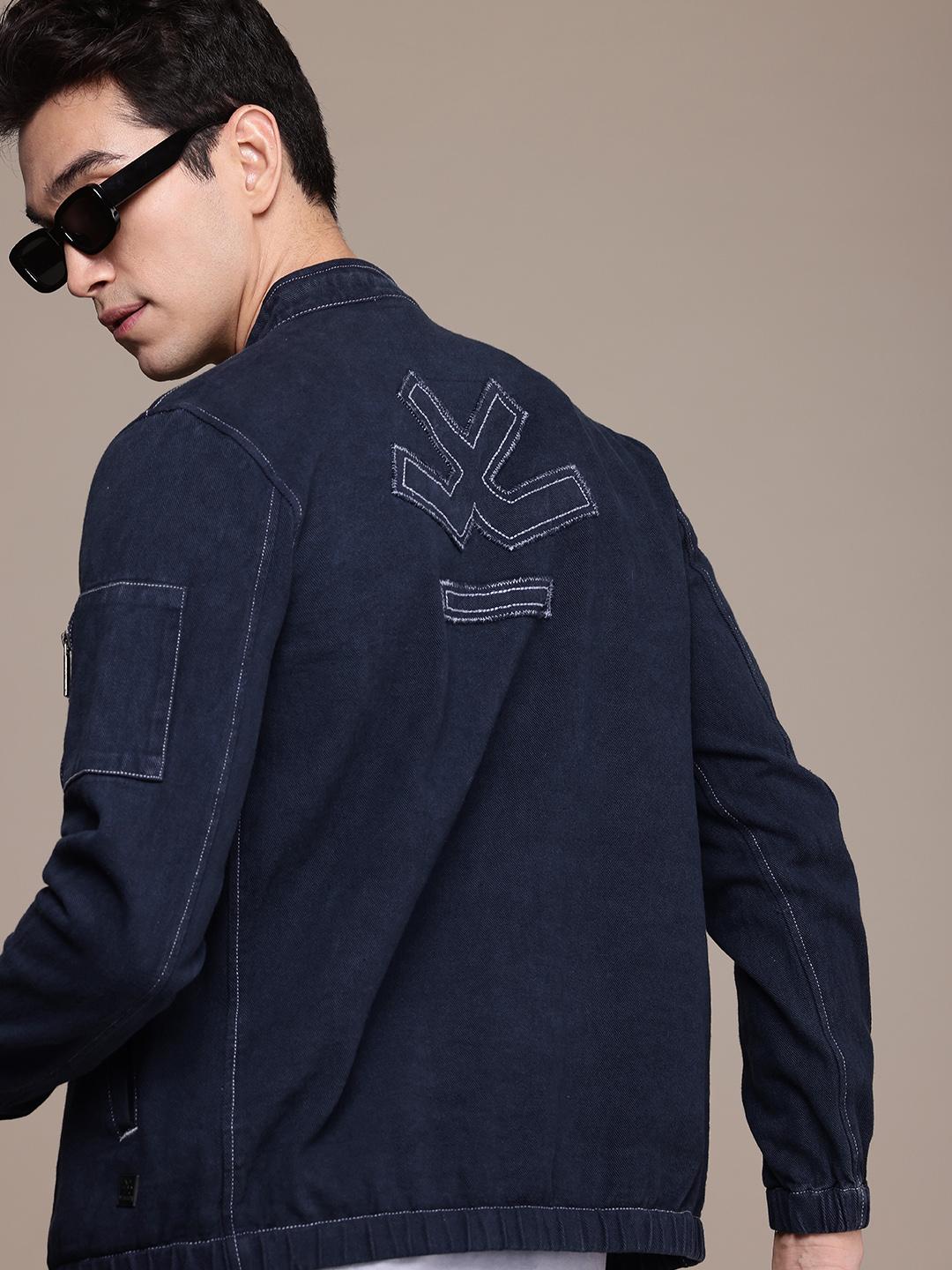 Buy WROGN Cotton Brand Logo Applique Denim Jacket - Jackets for Men ...
