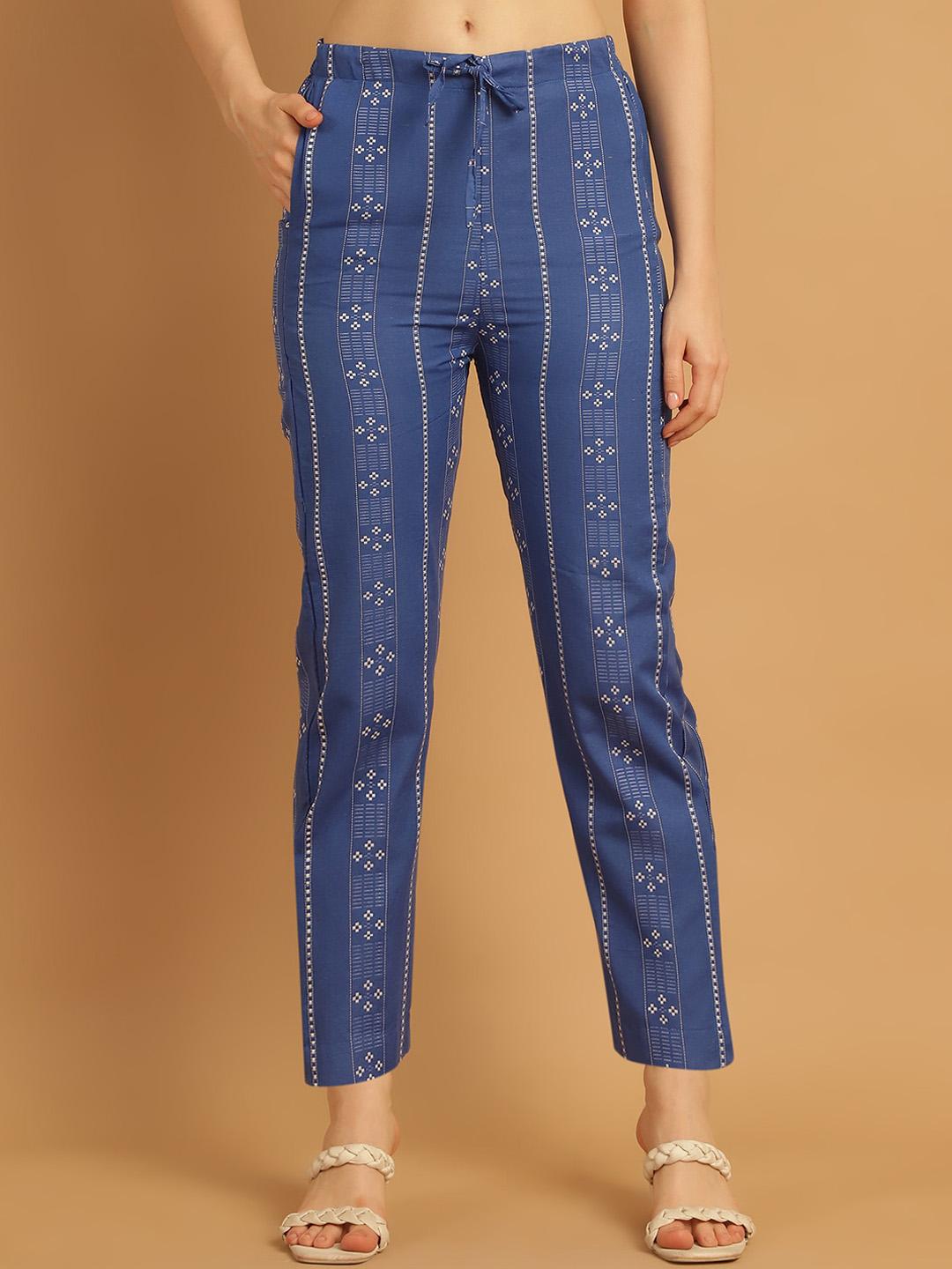 Buy Aarsha Women Ethnic Motifs Self Design Low Rise Cotton Cigarette ...