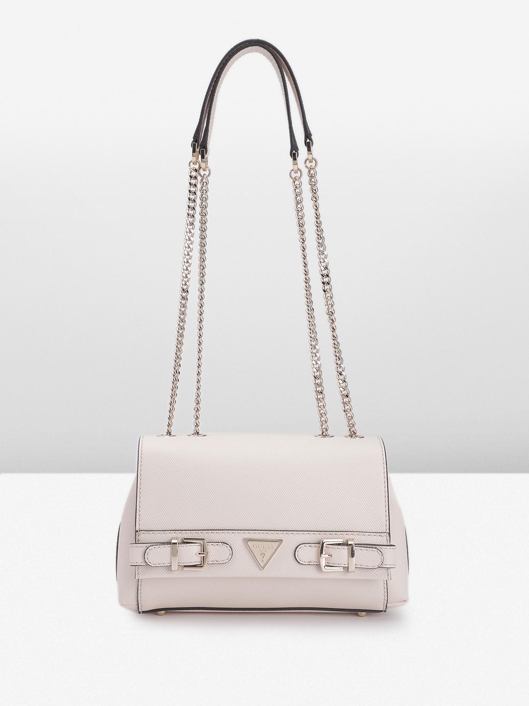 Buy GUESS Solid PU Structured Shoulder Bag With Two Handles - Handbags ...