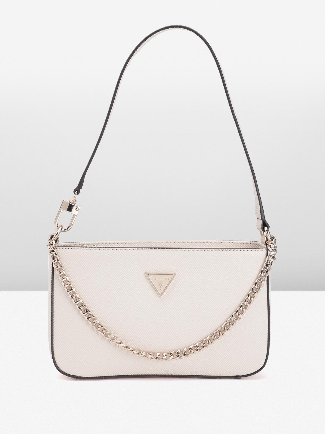 Buy GUESS Solid PU Baguette Shoulder Bag With Two Handles - Handbags ...