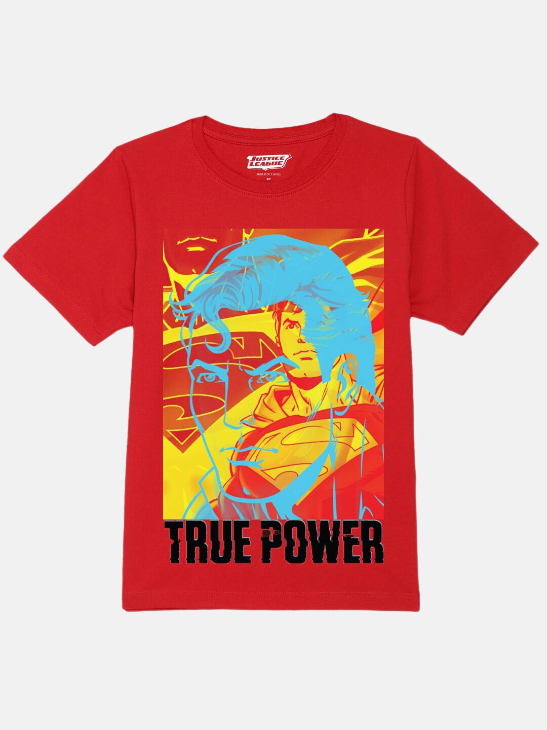 Buy YK Warner Bros Boys Superman Printed Pure Cotton Round Neck T Shirt ...