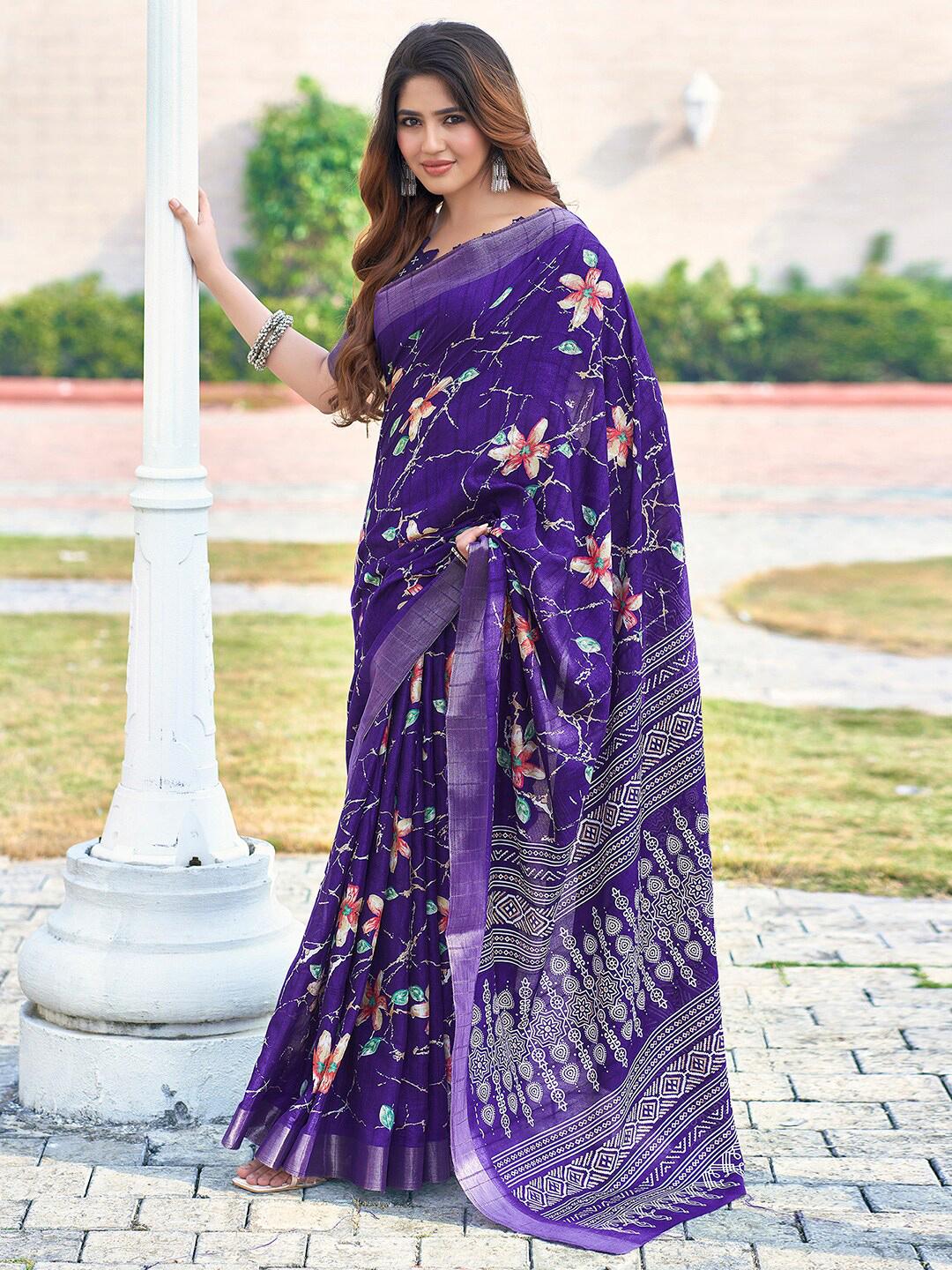 Buy Satrani Floral Zari Silk Blend Saree - Sarees for Women 29628604 ...