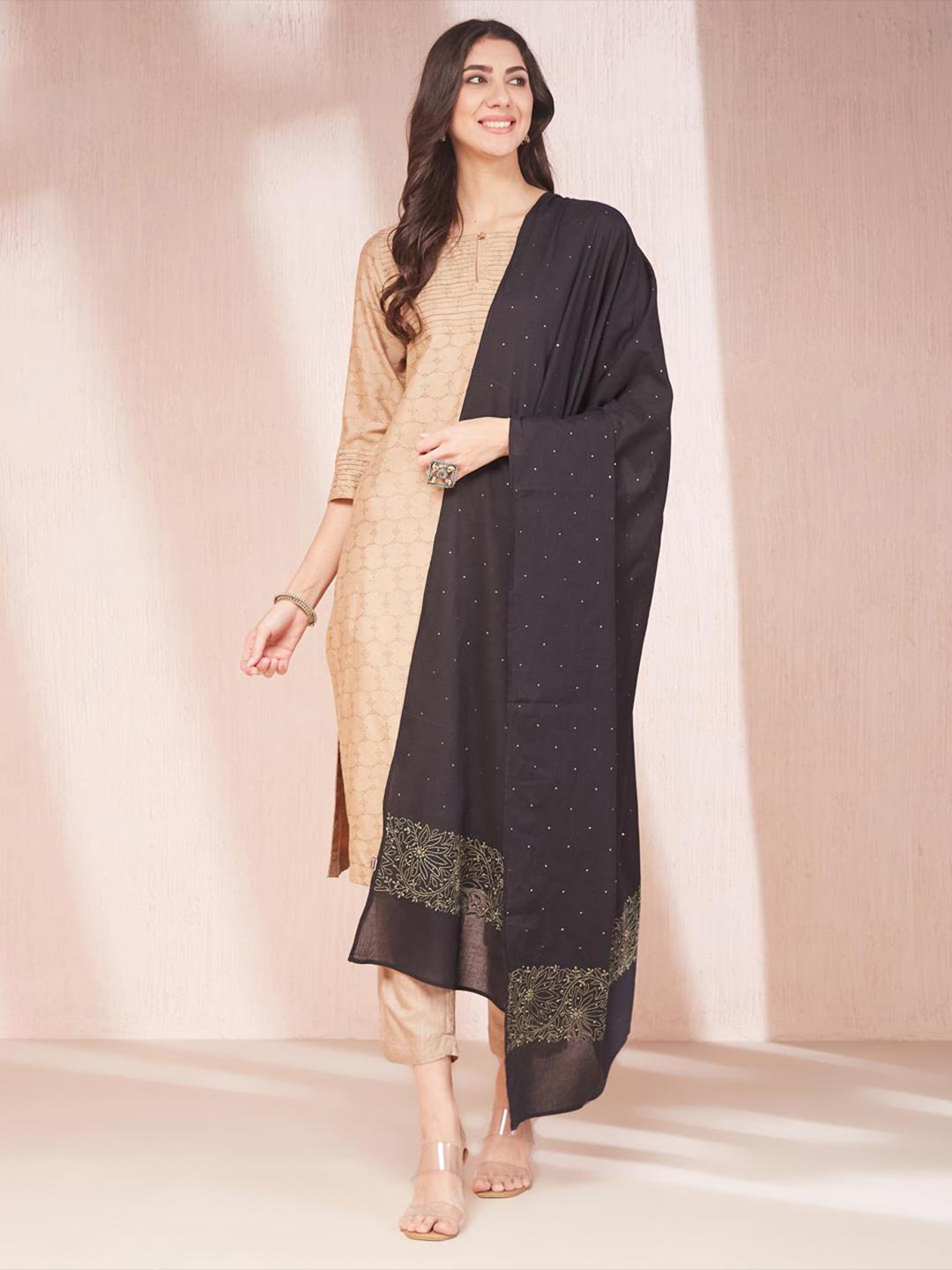 Buy Fabindia Polka Dots Embroidered Dupatta With Chikankari - Dupatta ...
