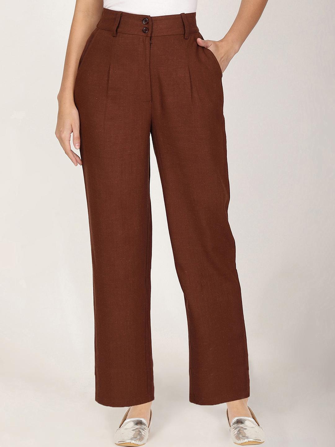 Buy FUTURO Women Relaxed Straight Leg Pleated Trousers - Trousers for ...