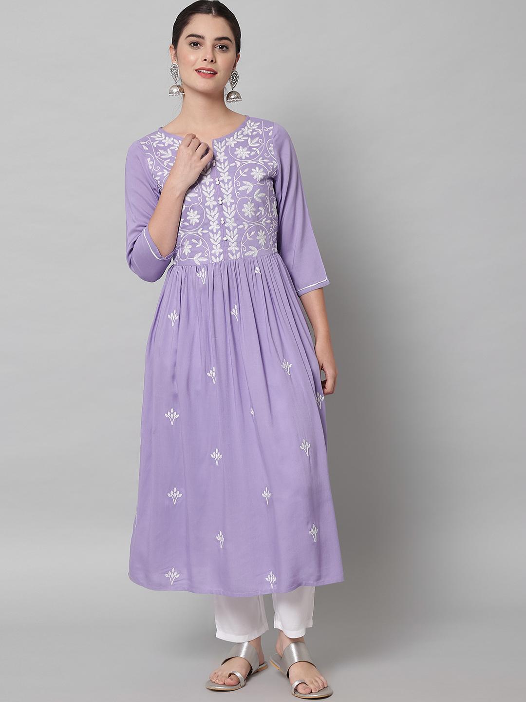 Buy ANGITA Women Embroidered Floral Anarkali Kurta - Kurtas for Women ...