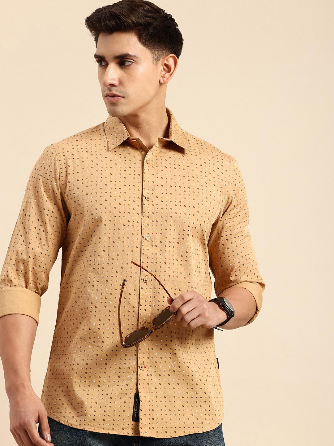 Buy Being Human Spread Collar Micro Ditsy Printed Slim Fit Casual Shirt ...