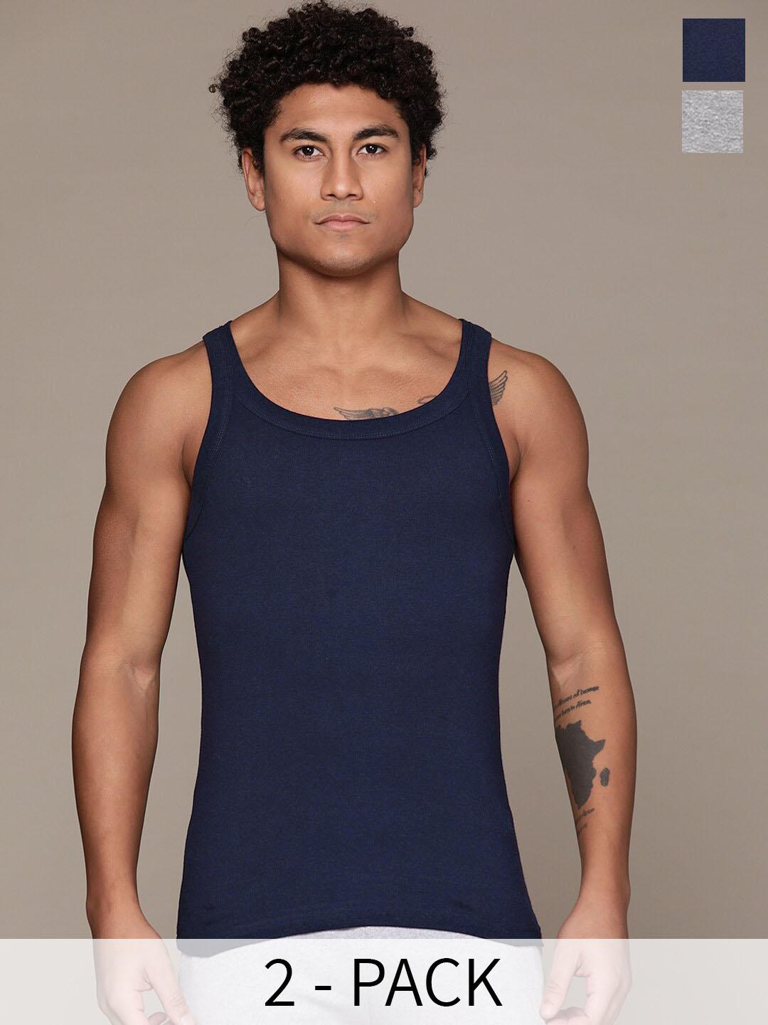 Buy Roadster Pack Of 2 Men Solid Innerwear Vests - Innerwear Vests for ...
