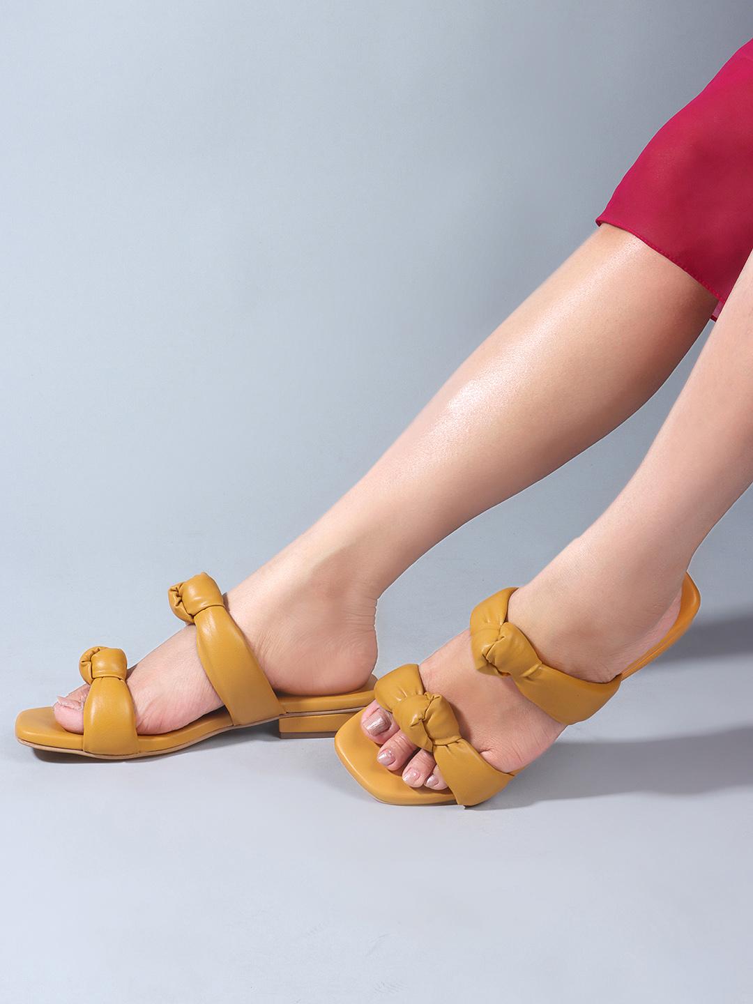 Buy DressBerry Mustard Yellow Open Toe Flats - Flats for Women 29671222 ...