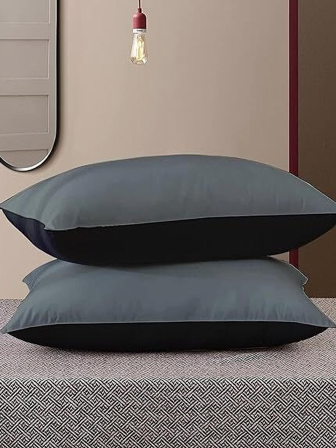 Buy RF RELA XFEEL Black Solid Polycotton Breathable Set Of 2 Medium Fibre Sleep Pillow 40 X 60 ...