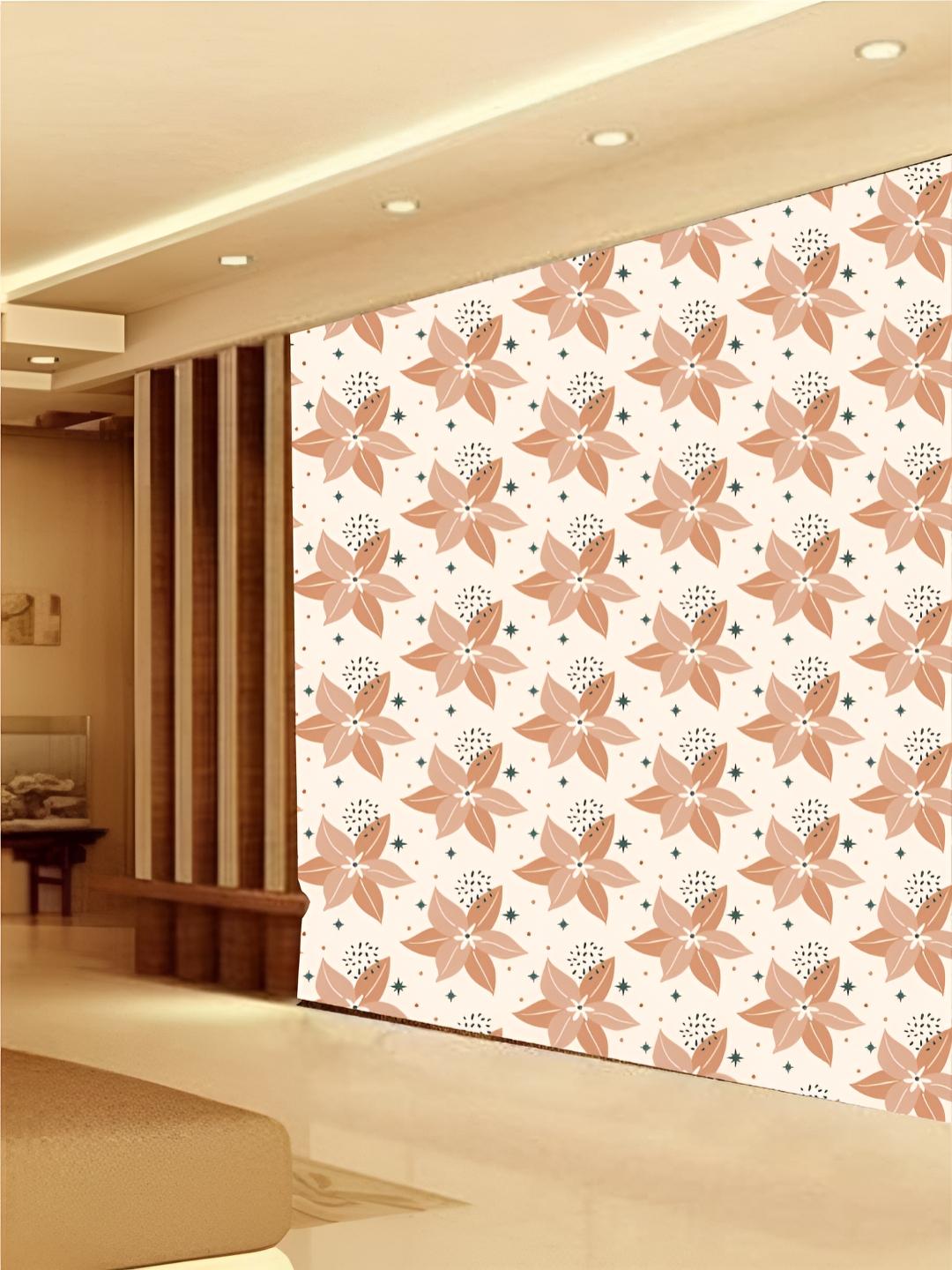 Buy Aura White & Brown Floral Printed PVC Self Adhesive 3D Wall Panels ...