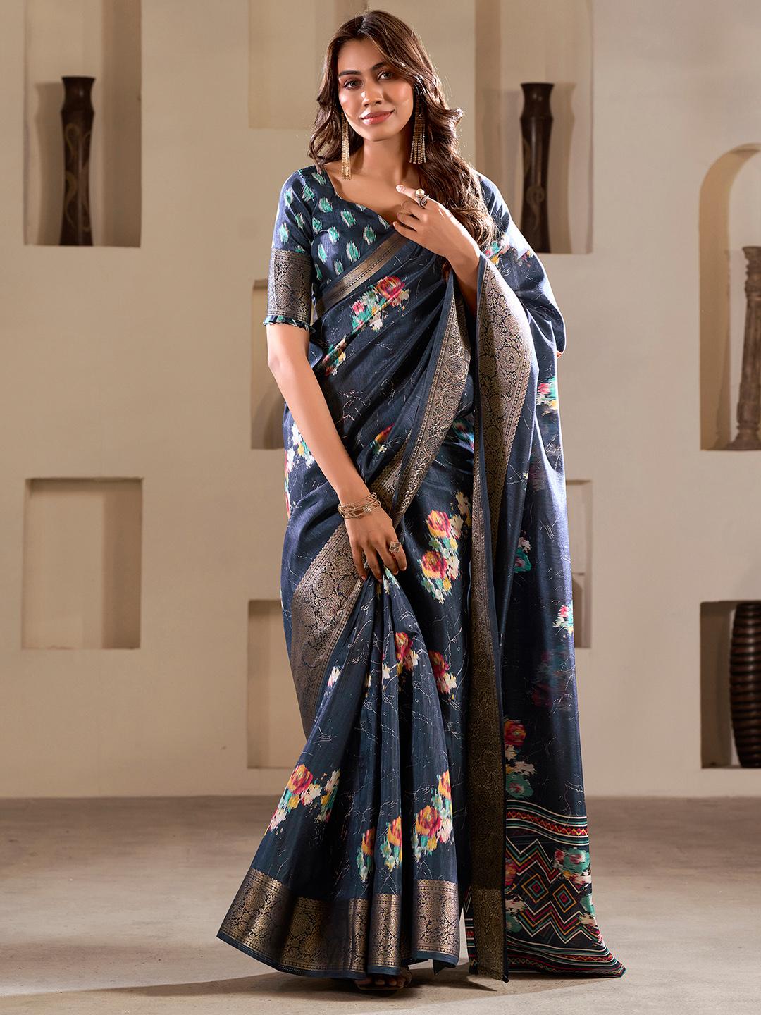 Buy Satrani Floral Zari Saree - Sarees for Women 29715868 | Myntra