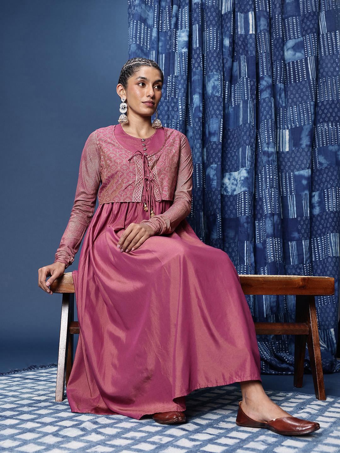 Buy Taavi A Line Gathered Taavi Festive Kurta With Jacket - Kurtas for ...
