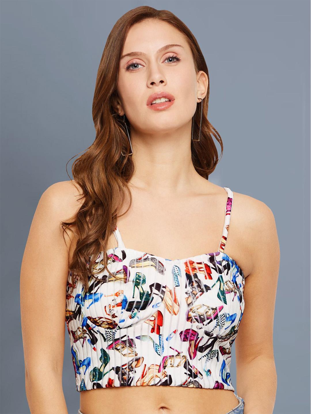 Buy Martini Graphic Printed Shoulder Straps Bralette Crop Top - Tops ...