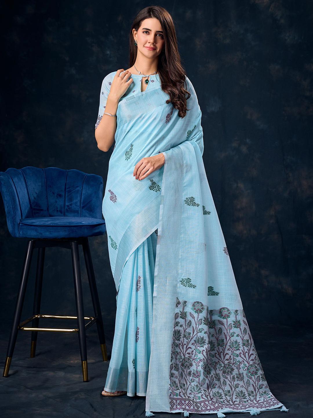 Buy Mitera Woven Design Pure Linen Saree - Sarees for Women 29803492 ...