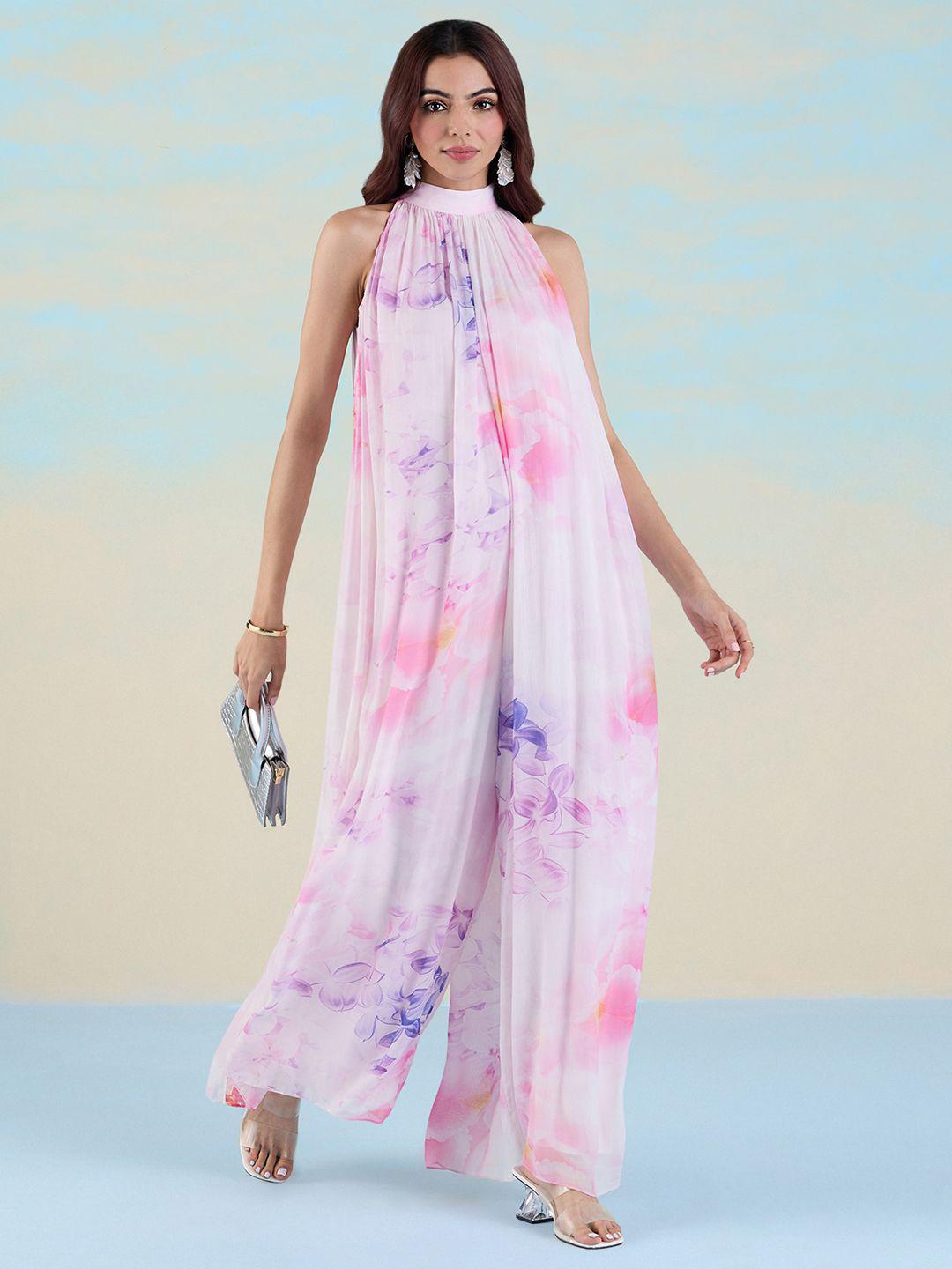 Buy Navyasa By Liva Floral Print Mandarin Collar Liva Maxi Longline Top ...