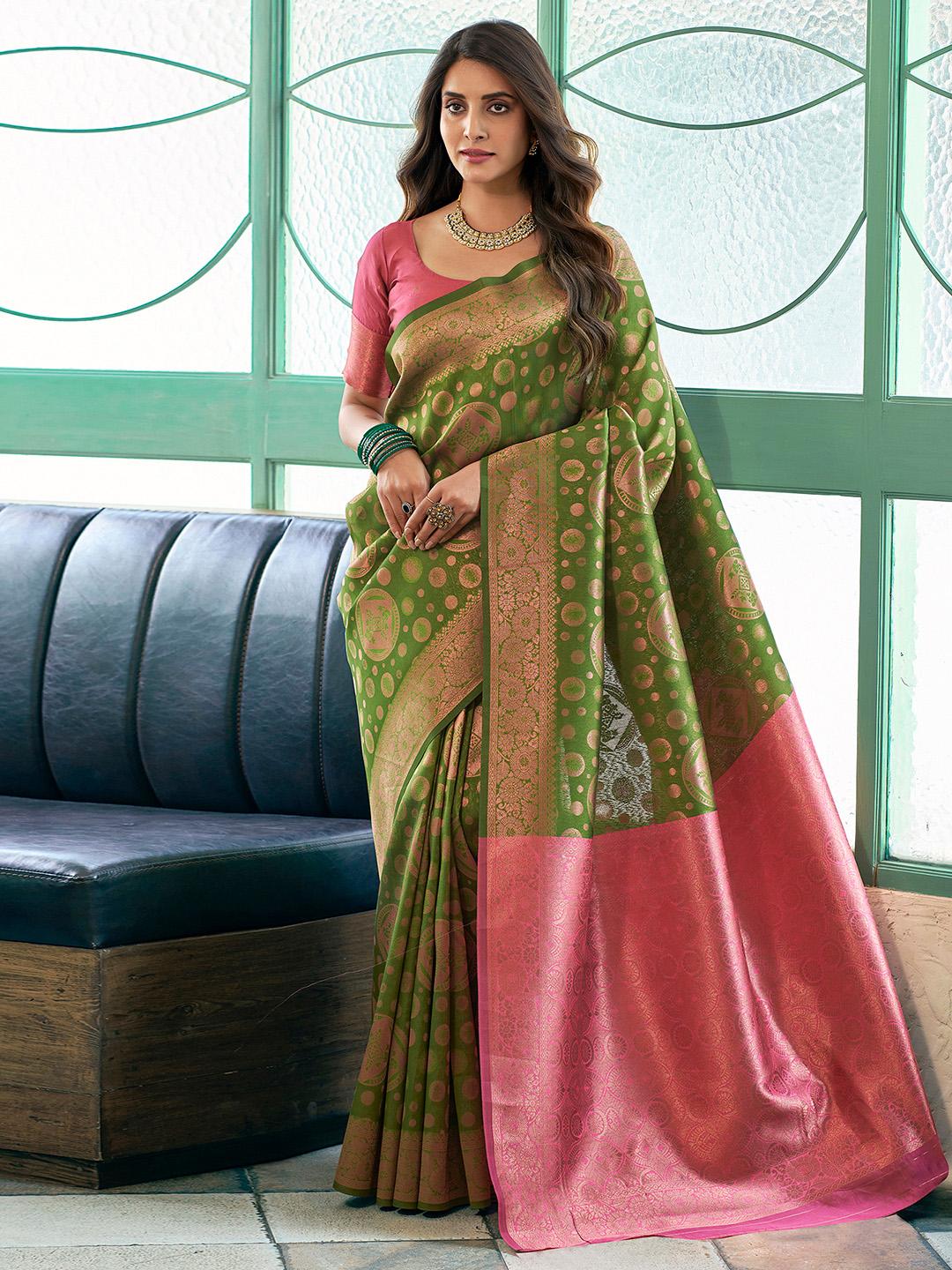 Buy Satrani Ethnic Motifs Zari Banarasi Saree - Sarees for Women ...