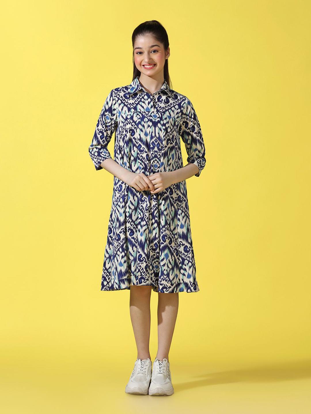Buy Cherry & Jerry Girls Ethnic Motifs Print Seersucker Shirt Dress ...