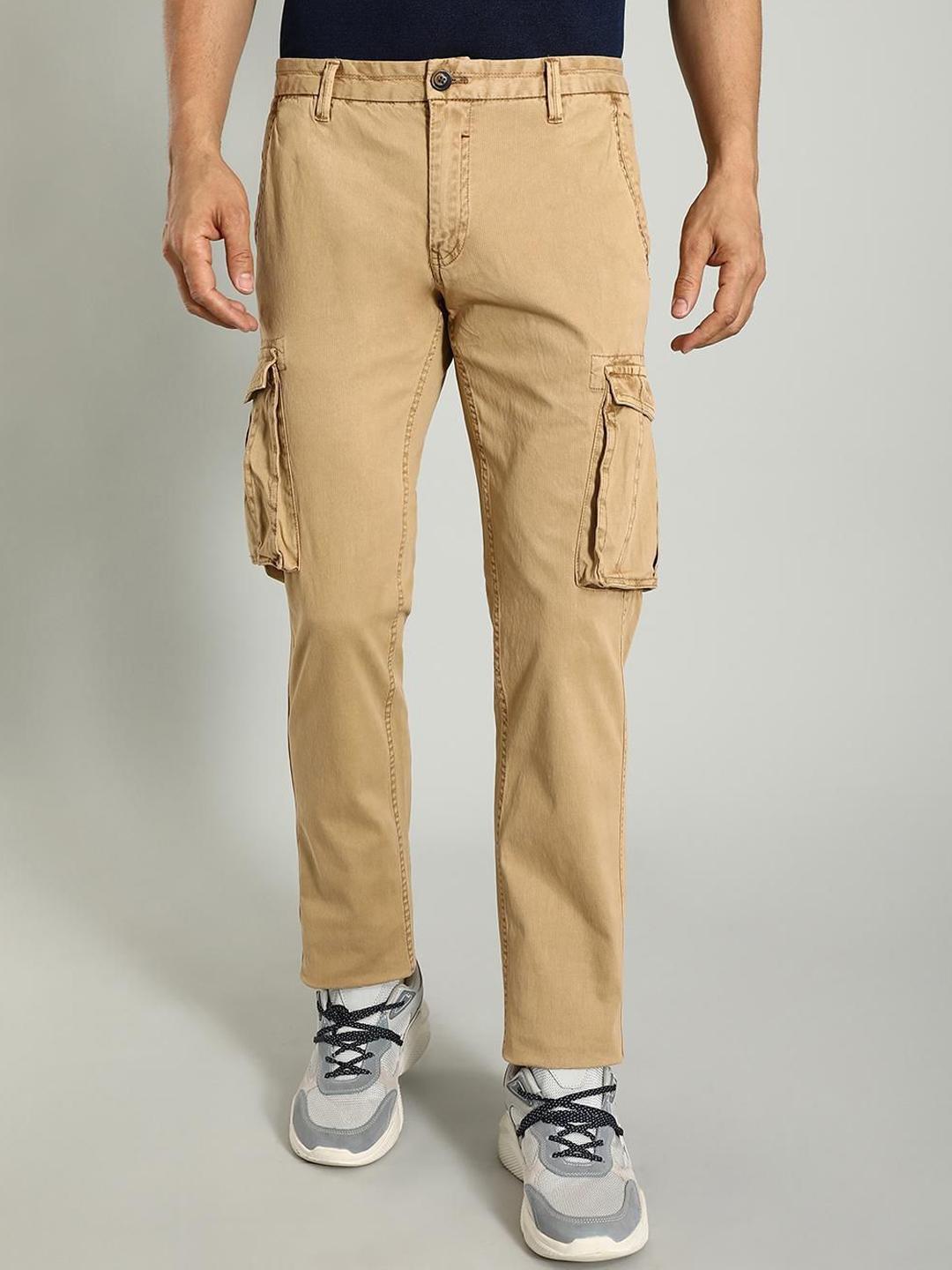 Buy Indian Terrain Men Brooklyn Slim Fit Cotton Cargos - Trousers for ...