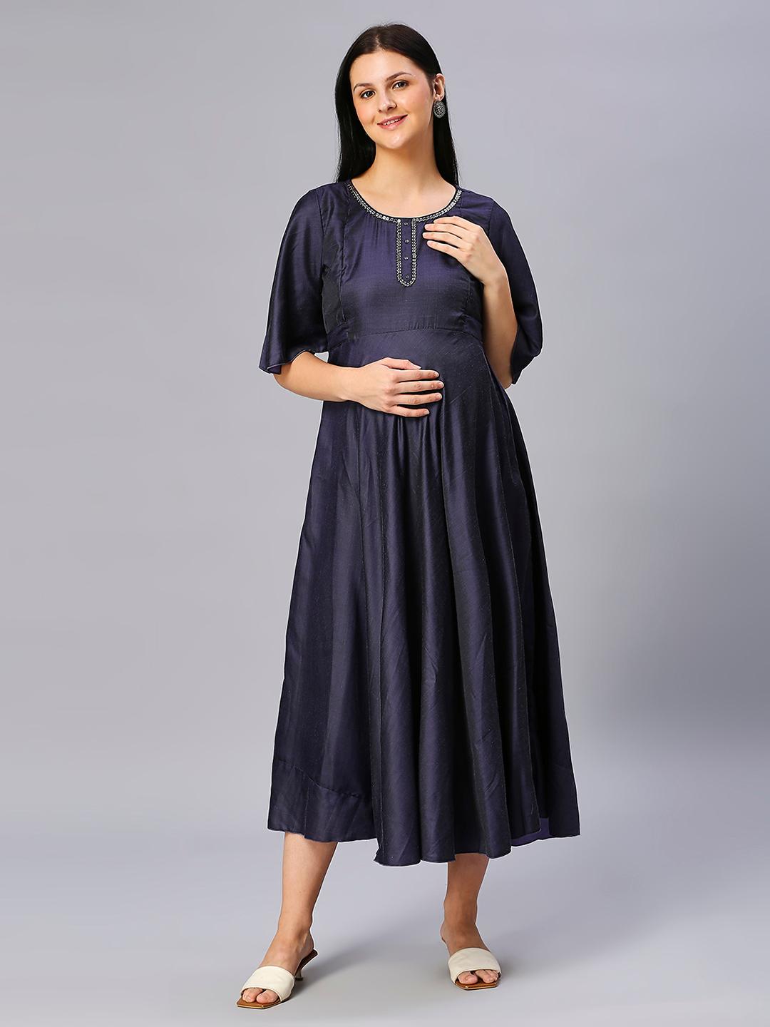 Buy DUMMY SHAPE Flared Sleeves Maternity Cotton Ethnic Dress - Dresses ...