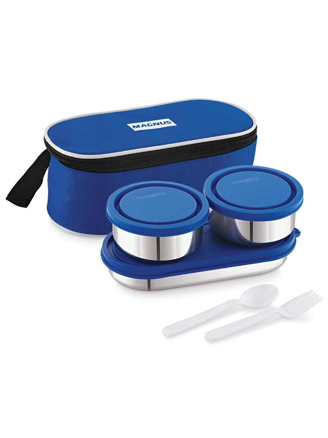 Buy MAGNUS Blue 5 Pieces Stainless Steel Lunch Box With Cover - Lunch ...