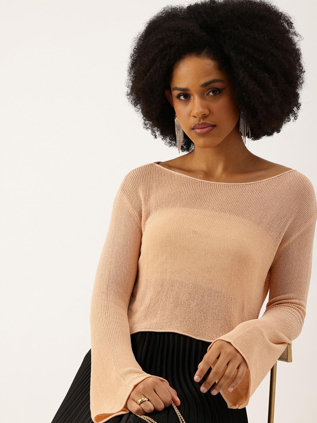 Buy Bebe Drop Shoulder Semi Sheer Knitted Top - Tops for Women 29854697 ...