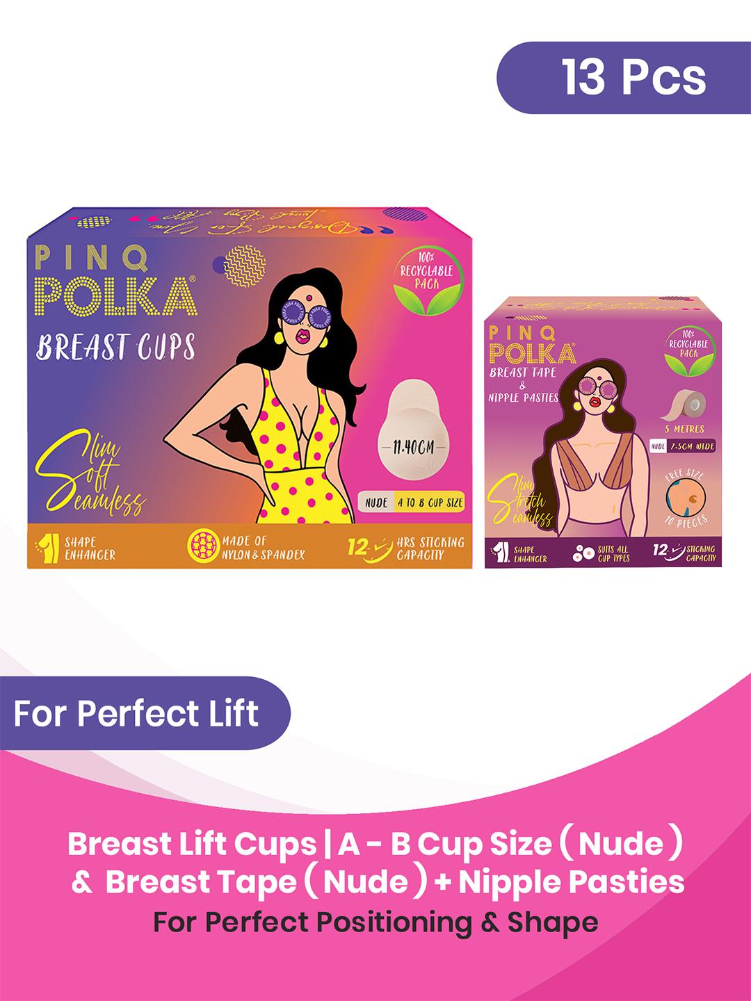 Buy PINQ POLKA 3 Pcs Reusable Breast Lift Cups A B Seamless Bra & Nude ...