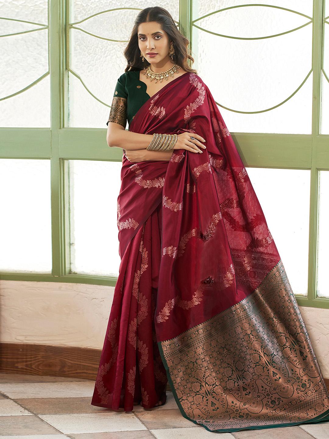 Buy Satrani Ethnic Motifs Zari Banarasi Saree - Sarees for Women ...