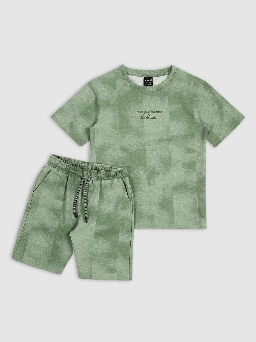 Buy CAVIO Boys Self Design Printed T Shirt With Shorts - Clothing Set ...