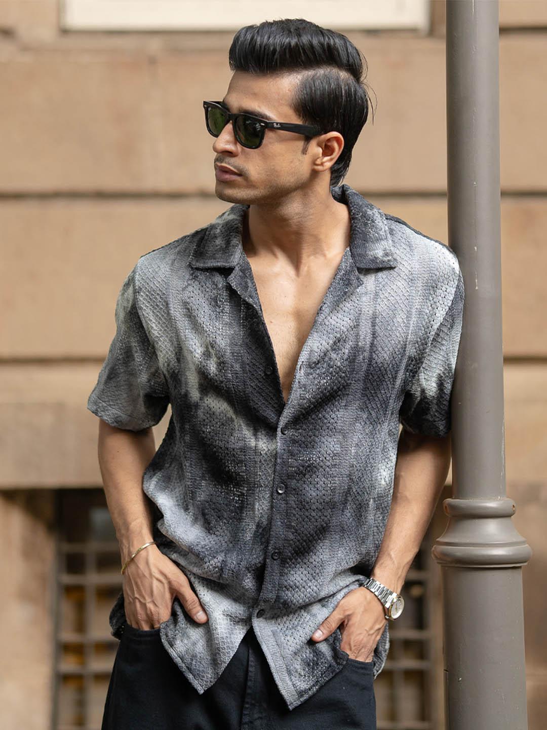 Buy Powerlook Men Faded Opaque Faded Casual Oversized Shirt - Shirts ...