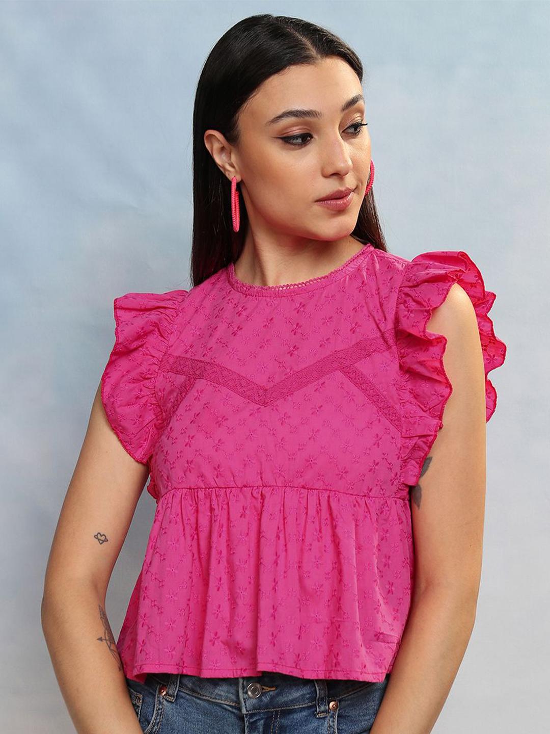 Buy Vishudh Embroidered Self Design Crop Top - Tops for Women 29902580 ...