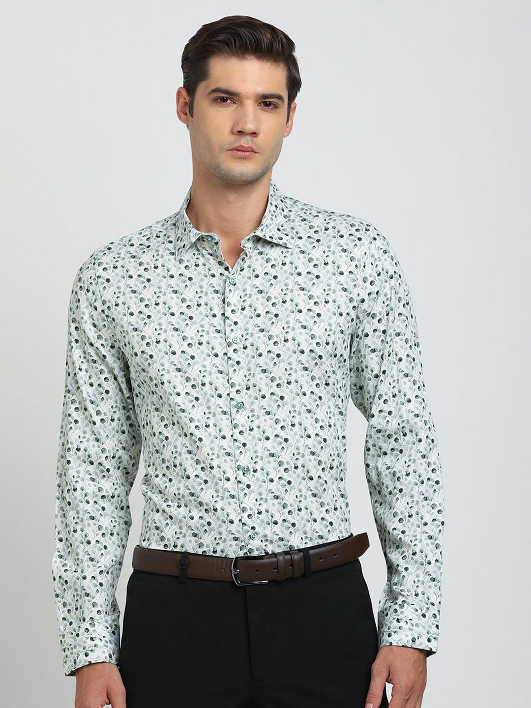 Buy Turtle Premium Slim Fit Floral Printed Spread Collar Formal Shirt ...